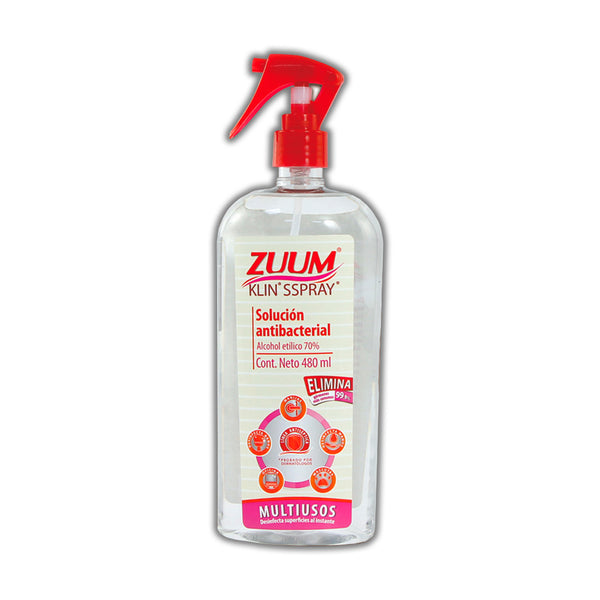 ZUUM KLIN SSPRAY DE 480 ML AL 70% DE ALCOHOL DESINFECTANTE LIQUIDO P/M ...