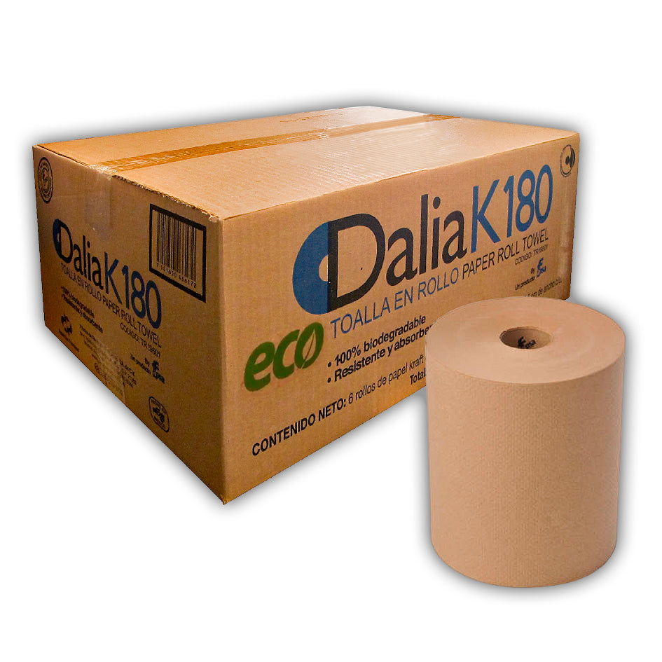FAPSA K180 ECO C/6 TOALLA EN ROLLO NATURAL 180 MTS METRAJE CERTIFICADO ...