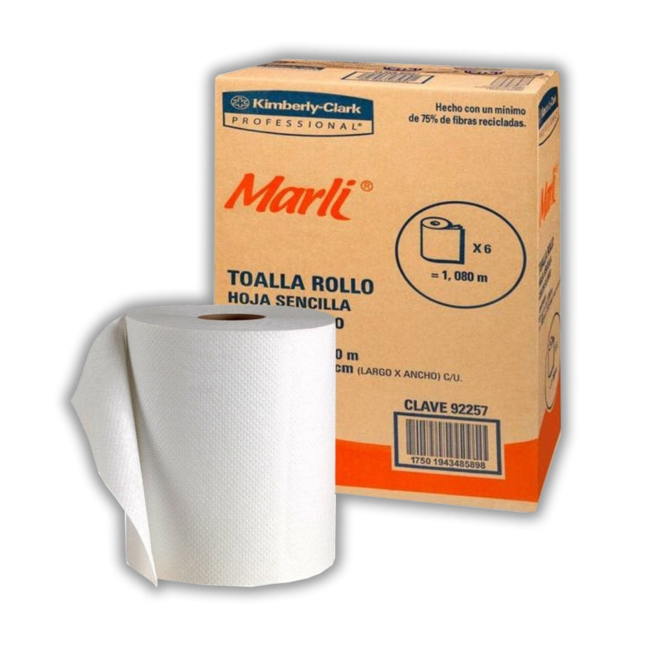 MARLI TOALLA EN ROLLO BLANCA C/6 ROLLOS DE 180 MTS C/U. USA 92276 ...